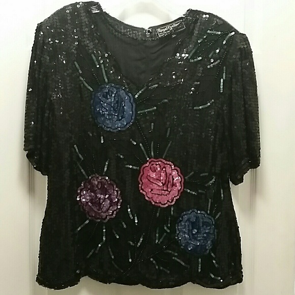 Royal Family | Tops | Royal Family Stunning Sequin Top Xl | Poshmark